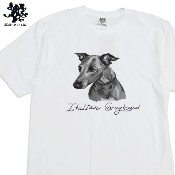 JOSHUATREES ジョシュアツリー 犬プリントTシャツ イタリアングレイハウンド Italian Greyhound JSTR-001引き締まった体型に高い運動能力、愛情深い性格のイタリアングレイハウンドをフロントにプリント。厚過ぎず...