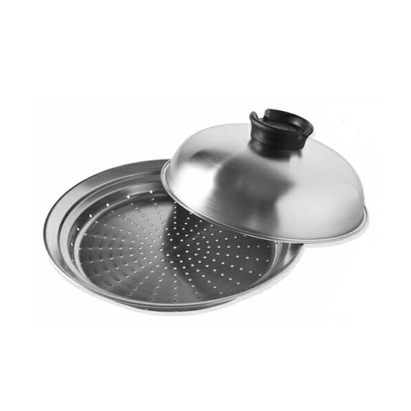 いつものフライパンやお鍋に乗せるだけで、簡単に本格的な蒸し料理！フライパンやお鍋でお湯を沸かして、あとは蒸しプレートに食材をのせて蓋をして待つだけでOK！！