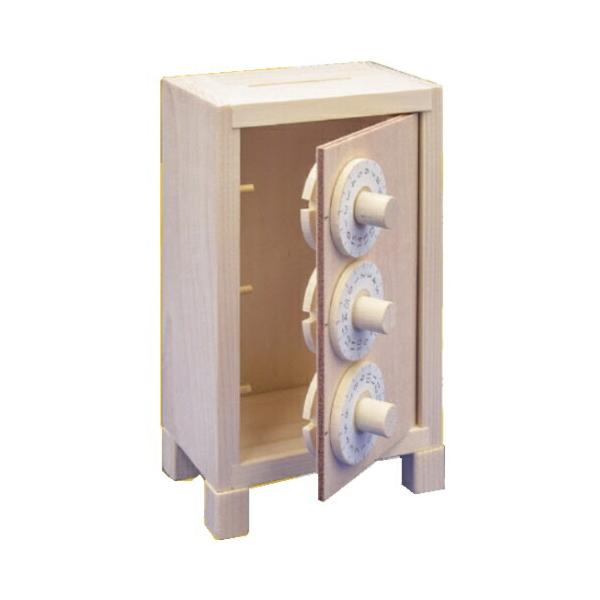 夏休みの自由工作に！3個のダイヤルで扉をロック全て合わないと開かない、本格的な金庫型の貯金箱！