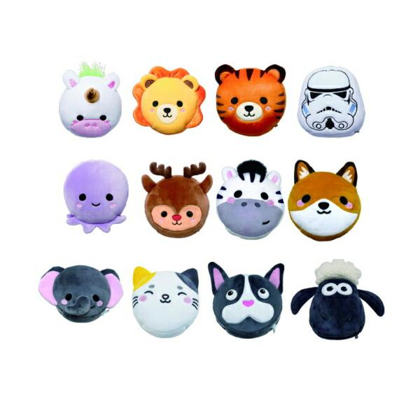 チャックを開けるとアイマスクが出てくる！可愛くて癒されるキャラクター♪インスタ映えもバッチリ！もちもち気持ちいい肌触り！コンパクトで色々使える！