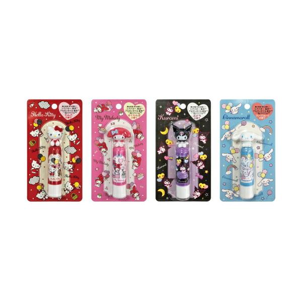 人気のダイカットリップシリーズに新型が登場！おすわりした姿がとってもキュートなサンリオの人気キャラクターとのコラボリップクリーム！こたわりの4種フレーバー！マイメロ シナモ 人気 お土産 プレゼント 化粧品 乾燥 唇 保湿 ダイカットシリー...