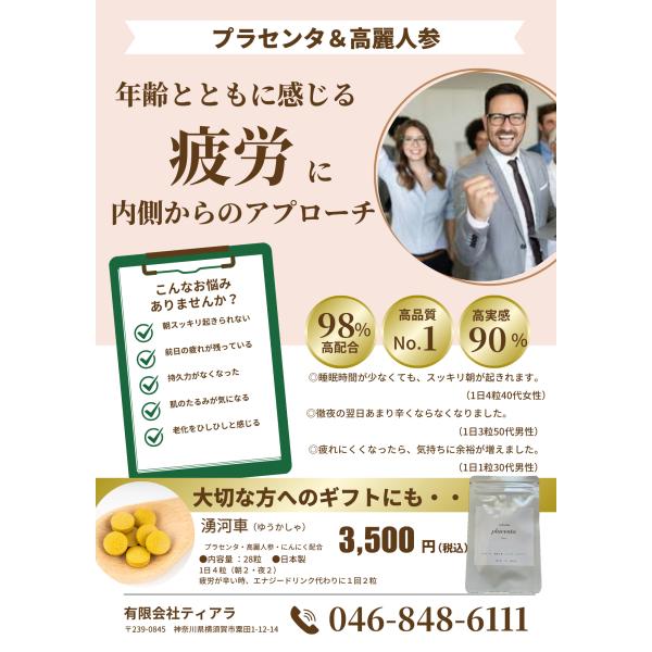 すでにプラセンタの良さを知っている方にお届けするプラセンタ製品です。１日１粒で125mgのプラセンタが摂れます。1袋28日分です。身体と心のパフォーマンスをあげて、毎日ご機嫌に過ごしたい。試した人だけがわかる体感。将来の不安を感じず９０歳過...