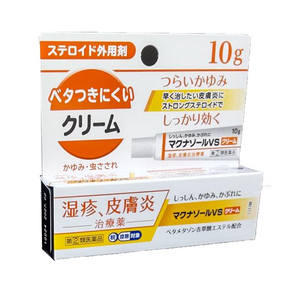 ベタつきにくいクリームです。つらいかゆみ・虫さされ・湿疹・かぶれなどに。マクナゾールVSクリームは，ステロイドのベタメタゾン吉草酸エステルを配合し，炎症を抑えかゆみを鎮める効果があります。ステロイドの外用剤を正しく使用し，早期に患部を治すこ...