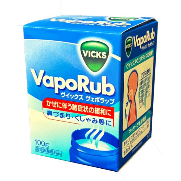 ぬるかぜ薬ヴイックス ヴェポラッブは、胸・のど・背中にぬることで、鼻づまり、くしゃみなど、かぜに伴う諸症状を緩和します。6種類の有効成分が体温で温められて蒸気となり、鼻や口から吸入されて、呼吸をスースー楽にします。生後6ヶ月のお子さまからご...