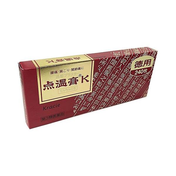 点温膏Kは、温感刺激のあるノニル酸ワニリルアミドや、血液の循環をよくするトコフェロール酢酸エステルなどを配合した小型の貼り薬で、肩こり、腰痛、関節痛などに効果があります。