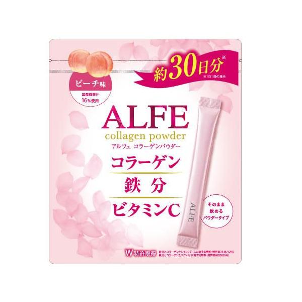 ハリと輝きのある毎日へコラーゲン、鉄分、ビタミンCを同時に摂れるおいしいくちどけパウダー●アルフェ コラーゲンパウダーはコラーゲン1,000mgに、毎日のキレイに役立つ鉄分、ビタミンCを配合した栄養機能食品です。● W特許※を取得しており、...