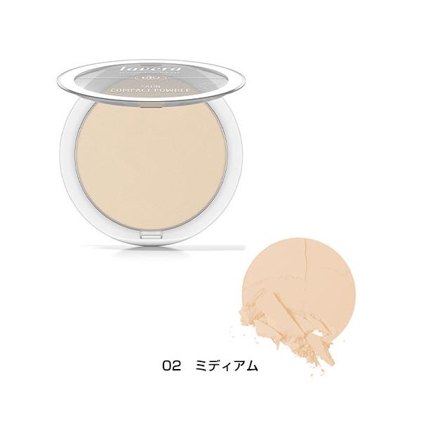 「ラヴェーラ　Lavera　サテン　コンパクトパウダー02　ミディアム」は、テカリを抑えて色ムラやくすみをカバーし、フレッシュで明るい顔色に仕上げるフェイスパウダーです。ベルベットのような滑らかなテクスチャーのパウダーがお肌の気になる部分を...