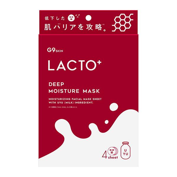 「G9　LACTO　MOIST　MASK　4枚」は、乳酸菌5種＋17種のアミノ酸を配合したフェイスマスクです。■メーカー　ジーアール■区分　化粧品/用途別/スキンケア/フェイスマスク・パック※こちらの商品は、メール便対応品です。2個以上の購...