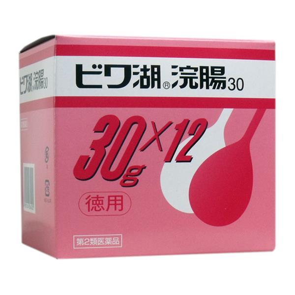 「ビワ湖浣腸30　30g×12個入」は、グリセリンが腸管を刺激して蠕動運動を亢進させ、さらに浸透作用によって便を軟らかくして、排便を促します。■メーカー　伊丹製薬■ブランド　ビワ湖浣腸■区分　医薬品/医薬品分類/第2類医薬品■関連　便秘/す...