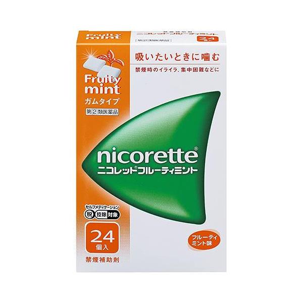 「ジョンソン・エンド・ジョンソン　ニコレットフルーティミント　24個」は、タバコをやめたいと望む人のための医薬品で、禁煙時のイライラ・集中困難などの症状を緩和します。（タバコをきらいにさせる作用はありません）使用期間は3ヵ月をめどとし、使用...