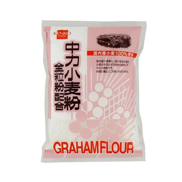 国内産小麦粉に全粒粉を配合した、幅広い料理に使える中力小麦粉です。「中力小麦粉　全粒粉配合　500g」は、国内産小麦粉に全粒粉を配合した中力小麦粉です。うどん、天ぷら、お好み焼き、お菓子、パンなど幅広い料理に利用できます。■メーカー　健康フ...
