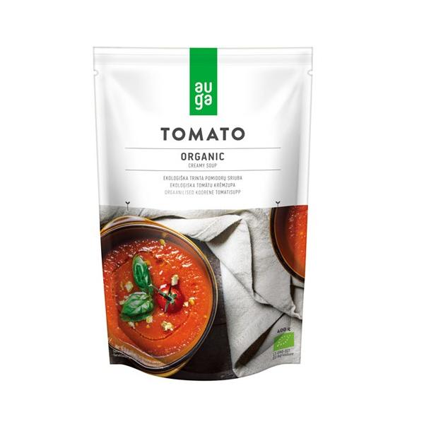 「AUGA　オーガニックトマトスープ　400g」は、バジルやオレガノのスパイスも入ったさわやかトマトのスープです。口当たりもまろやかでポタージュのように濃厚な味わいです。ヴィーガンやベジタリアンの方にもおススメです。保存料・化学調味料は一切...
