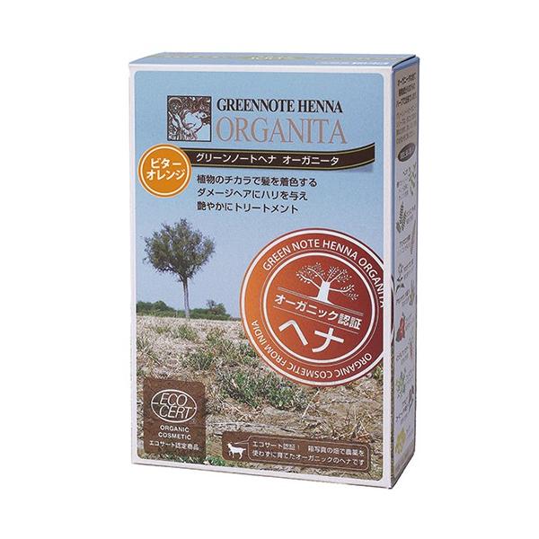 「グリーンノート　ヘナ　オーガニータ　ビターオレンジ　100g」は、植物成分１００％の自然派のやさしい白髪染めです。フランス・エコサート認証を取得した、オーガニックのヘナです。染めるだけでなく、髪にハリとツヤを与える素晴らしいトリートメント...