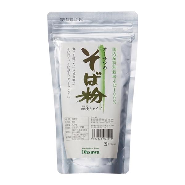 「オーサワ　そば粉 細挽　300g」は、東北地方で栽培された玄そばを風味を損なわないように低速・低温製粉した、そばがらの入らない全粒粉です。手打ちそば、そばがき、クレープ、ポタージュ等にご利用ください。細挽。■メーカー　オーサワジャパン■区...