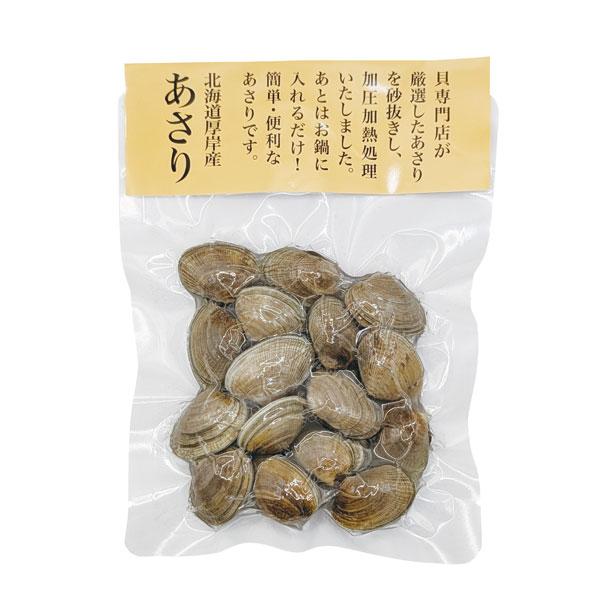 「富山水産　あさり(北海道厚岸産)レトルト　 150g 」は、北海道厚岸産大粒殻付きあさりを使用。厳選したあさりを砂抜きし、加圧加熱処理しました。お鍋に入れるだけで調理できる、簡単便利なあさりです。■メーカー　富山水産■区分　セレクトフード...