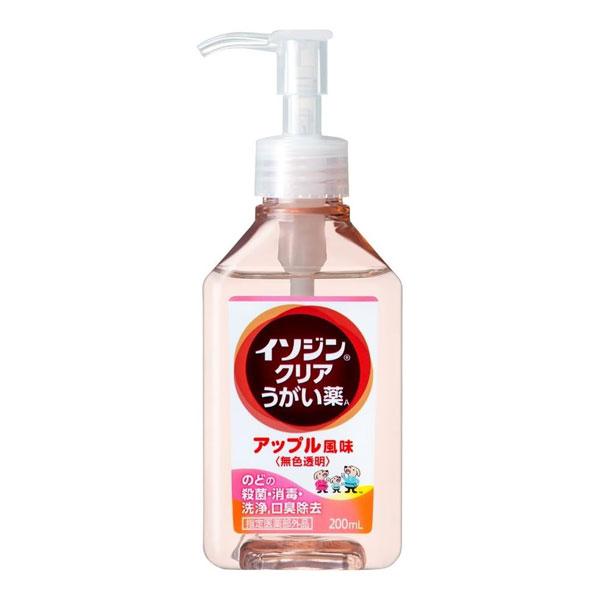 「シオノギヘルスケア　イソジンクリアうがい薬Ａ　アップル風味　200mL《指定医薬部外品》」は、殺菌成分CPC(セチルピリジニウム塩化物水和物)配合でのどや口腔内を殺菌・消毒・洗浄。家族で使いやすい苦みのないアップル風味。■メーカー　シオノ...