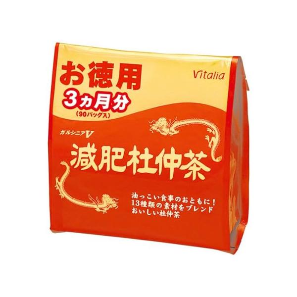 「ビタリア　ガルシニアＶ減肥杜仲茶お徳用　5g×90バッグ」は、一番美味しいと言われる9月頃に収穫し、乾燥させた健康維持の素材として人気の杜仲緑葉を中心に、厳選した13種類の健康素材をブレンドした杜仲茶です。一番旨味のでる温度をしっかり管理...