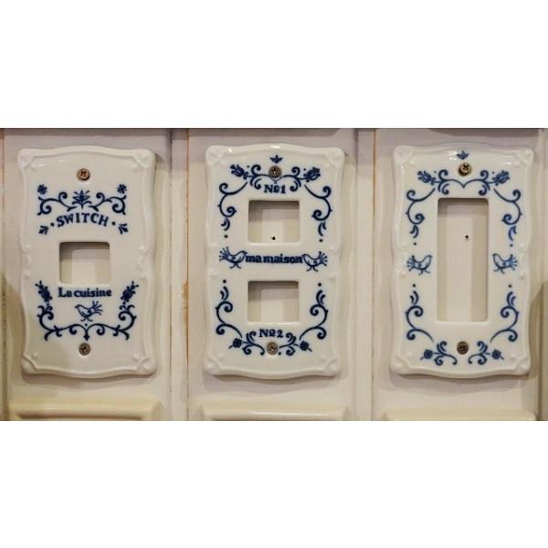 サイズ：横8cm × 高さ14cmt陶器：陶器原産国：日本陶器のスイッチプレートです。プラスティックのものを簡単に取り替えることができます。※陶器の場合、焼付けの具合により、色・柄に多少、濃淡の誤差が出ますこと、ご了承願います。メール便は4...