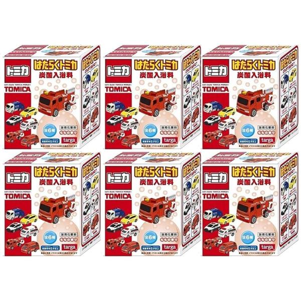 「商品情報」炭酸入浴料の泡のなかから小さなトミカ！全部で6種類！どれが出てくるか楽しみ！・トヨタダイナ清掃車・トヨタプリウスパトロールカー・モリタCD-i型ポンプ消防車・トヨタプリウス道路パトロールカー・ハイメディック救急車・トヨタハイエー...