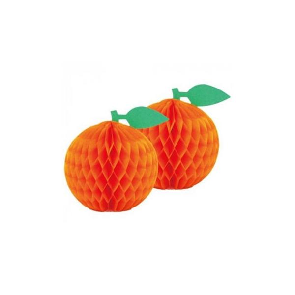 イベントの飾りつけや、店舗装飾、POPとしてお使いください。可愛いハニカム立体のデコレーションです。コロンとしたフォルムのオレンジ2個入です。