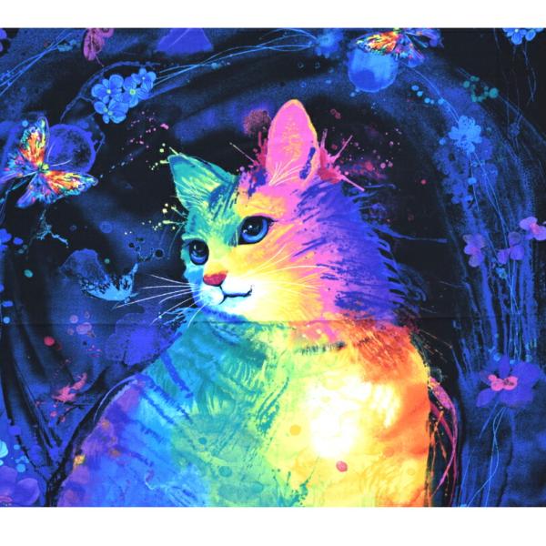 【パネル販売】USAコットン/timeless treasures/Fantastic cat/1パネル約58cm/猫/蝶/cat/コットン100％/生地/布