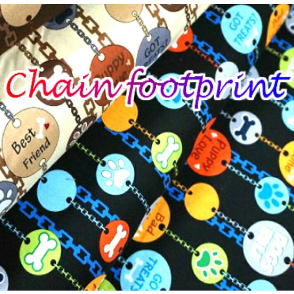 猫好き集まれ！USA FABRIC　KANVAS STUDIO「Chain footprint」チェーンフットプリント　 /生地/布/綿/猫柄/ネコ/ねこ/USAコットン/肉球