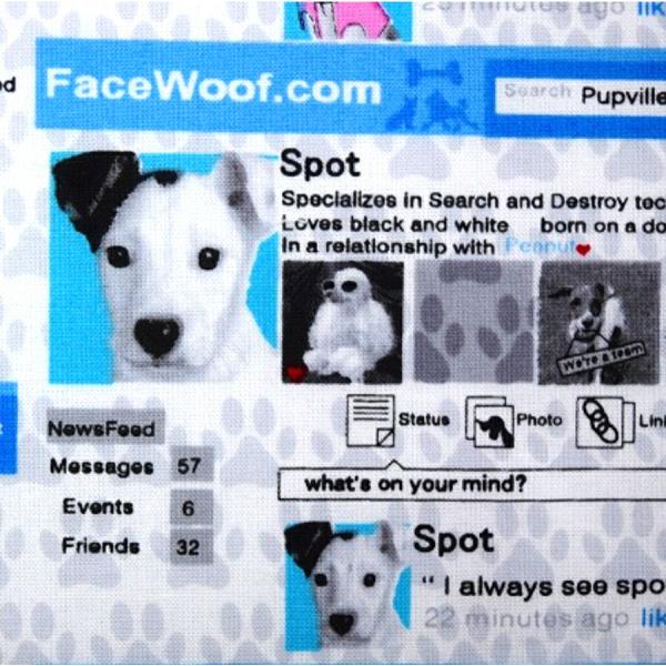 【USAコットン】Benartex 「facewoof」生地　入園入学 肉球 骨 ボーン 輸入生地 アメリカ イヌ いぬ 犬