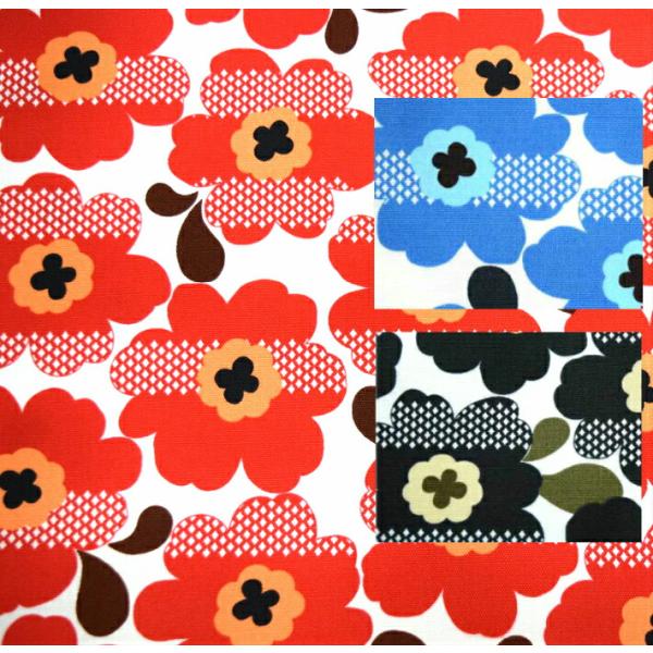 Kolme kukkia 3つの花/生地/布/綿/コットン/定番/服地/ワンピース/ドット/入園入学/バッグ/ポーチ/巾着/エプロン