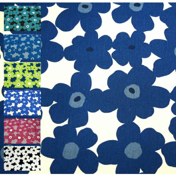 コットンリネンキャンバス　Kukat t&amp;auml;ynn&amp;auml;/たくさんのお花/花/フラワー/コットンリネンキャンバス/綿麻生地/布/綿/花柄/北欧風/インテリア/綿80％/麻20％/生地幅約110cm/カーテン