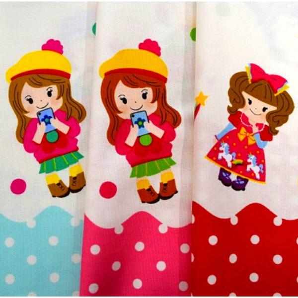 びっくり価格！「GIRL★POP　Fun」/コットン100％ /オックス生地 /布/生地 /ガールポップ/女の子/ドット/チェック/スイート