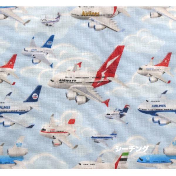 【シーチング】【デジタルプリント】airplane and cloud/飛行機と雲/生地/コットン100％/生地/布/マスク/入園入学/雲/小物/飛行機/服