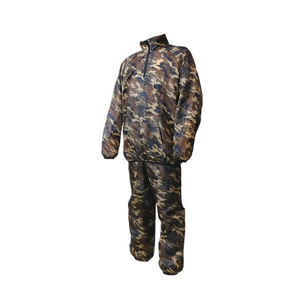 ケイワーク 立ち襟上下組迷彩ヤッケ W-350 迷彩グリーン Mサイズ    ハイネック(襟高9cm)で冷たい風や小さな水滴の侵入もブロック！  裾ゴム入りで裾のバタツキを解消！  フードの無い上下セットのヤッケです！仕様 品名  ケイワー...