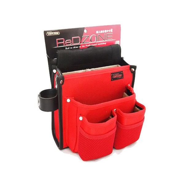 職人魂を燃やす紅！スタイリッシュで頑丈！■ReDZONE　コヅチ　仮枠袋（釘袋）レッド（工具差し付）KNR-01【 特徴 】●縁巻きでズボンを傷めない「シームレス加工」●人工皮補強されているので擦れに強い！※品質検査証あり●ポケット部分をオ...