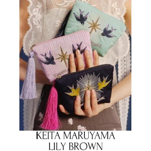 2026春夏 Lily Brown （リリーブラウン)先行予約【KEITA MARUYAMA】 タッセルポーチ※入荷時期：3月下旬〜4月下旬オリジナルで書き起こした図案を贅沢に刺繍したポーチ。内側には今回のコラボで使用しているアーカイブ柄の...