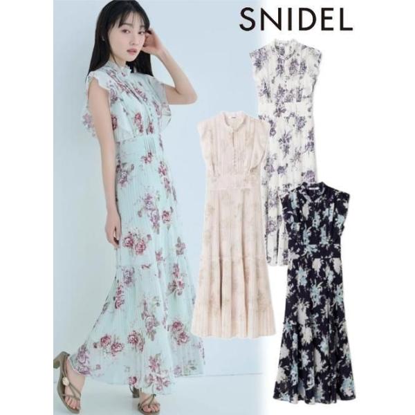 2026春夏 snidel （スナイデル）Sustainaプリーツプリントワンピトレンド感のある大柄フラワープリントがロマンティックなシフォンワンピースが届きました。上品なフラワー柄はSNIDELオリジナル。プリーツやタックを前後にふんだん...