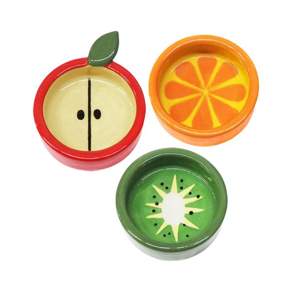 ハムスター用メーカー：レインボーカラー：りんご、オレンジ、キウイサイズ：直径約72mm(りんごの葉っぱ部分約20mm)■素材　陶器