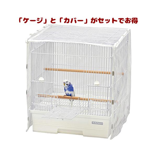 小型フィンチ、小型インコ、コザクラ・オカメ等の中型インコ(成鳥)用メーカー：サンコー（SANKO）ケージサイズ：幅385×奥行405×高さ435mm＜ケージ付属品＞専用パーチ　2本手乗り扉用パーチ　1本イージーホーム　バード食器M　2個スラ...