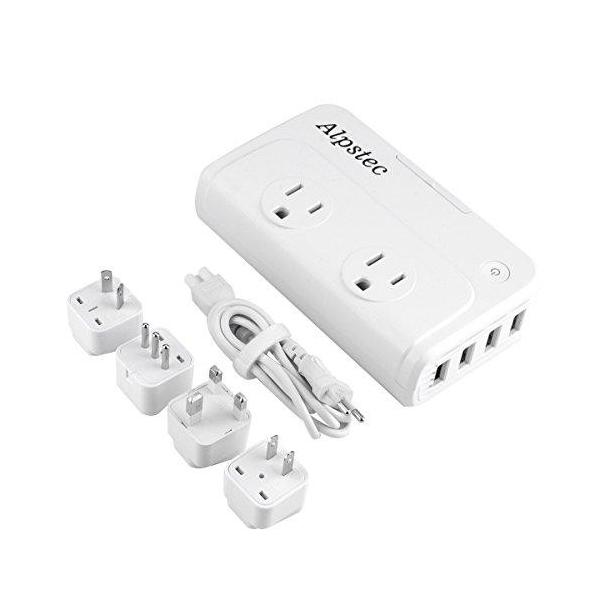 　【最新の海外旅行用変圧器】定格200Wで、US / UK / EU / AU / Italy 対応のコンセント2口と4つのUSBポートを搭載。携帯電話、タブレット、カメラ、MP3プレーヤー、ノートパソコン、ポータブルゲーム機などを同時に充...