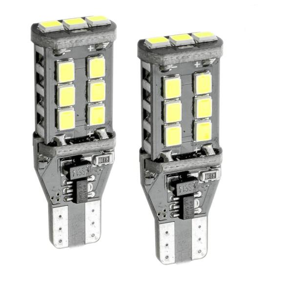 　【 T16 LED ホワイト 2個】バックランプとしか使われません。最先端超高発光効率の2835LED素子15個搭載、360°全方位照射でき、CANBUSキャンセラー内蔵で大部分車種はエラーフリー、12V/24V車用T16バルブ2個セット...