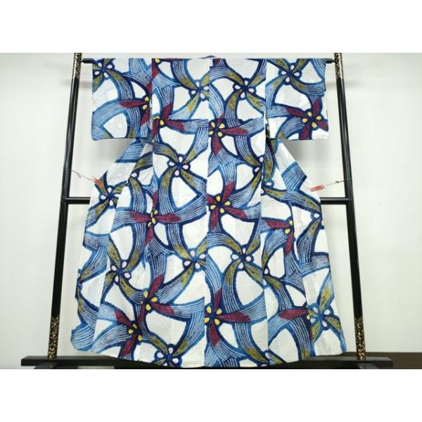 平和屋着物∴夏物 浴衣 有松鳴海絞り 蜘蛛絞り 斜線文 綿 逸品