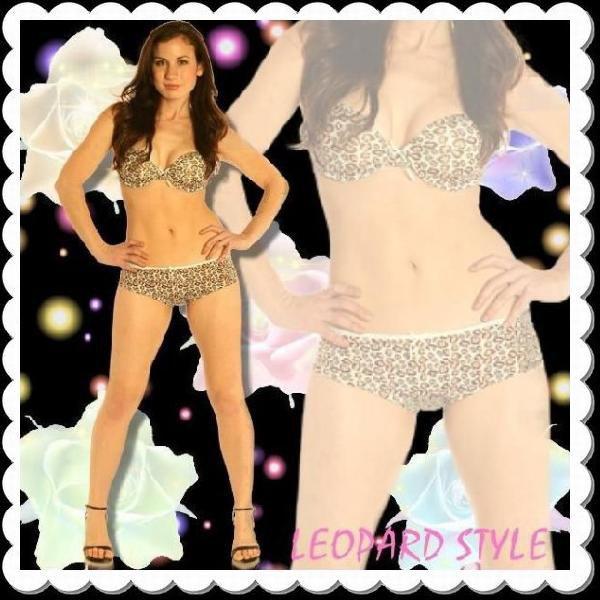 USA直輸入 インポート モールドブラジャー ブラジャー＆ショーツ ブラショー B70,B75 アニマル柄 下着 ランジェリー レディース 通販 USA セクシー /sela/wob003†響かない&amp;人気のレオパード柄†柔らかモール...