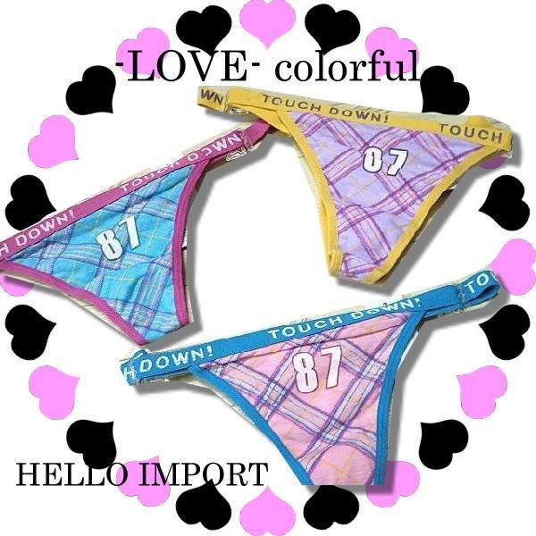 訳有 アウトレット M, L 大きいサイズ 下着 レディース 通販 USA /sela/LADY PRINCESSガーリーチェック柄とナンバーロゴのTバックショーツ。カジュアルテイストがつかいやすい☆(プリント移り有)★USAサイズ/実寸約...