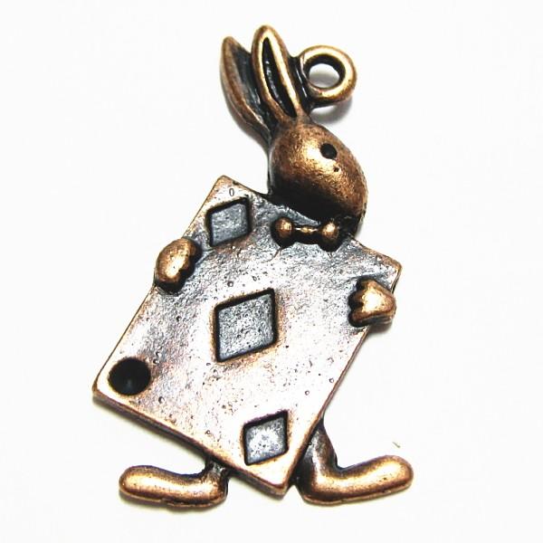 トランプうさぎ　銅古美　３６x２２mm　５個/１セット※裏はありません※