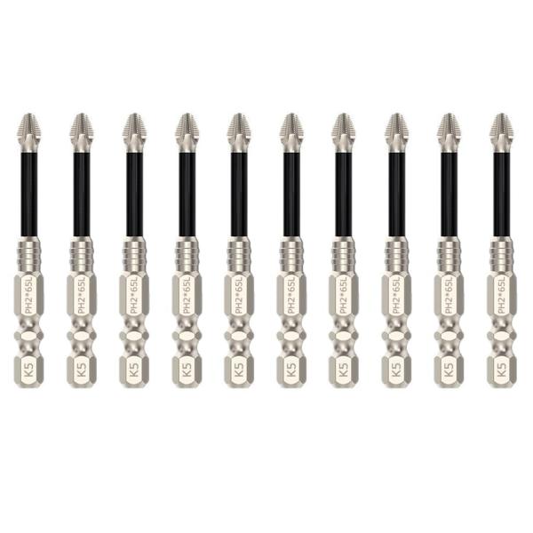 ◆商品詳細【十字ドライバービット商品仕様】全長65mm六角軸直径6.35mm、数量10本セット。10本のドライバービットを含み、交換が簡単で便利です。