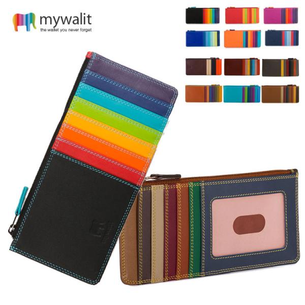 母の日 / ギフト / イタリアの皮革製品ブランド「mywalit」製品です。窓付きのIDカード向けポケットを含め、表裏計15個のカードポケットを持つビルホルダー。更にファスナーポケット付きで、カードホルダーとしてだけではなく、サブのお財布...