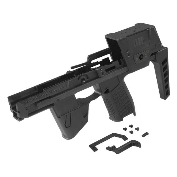 実物を精巧に再現したレプリカ模型です。VFC製のP320(M17/M18)本体のファイヤーコントロールパーツ及びスライドを移植してピストルカービンに変身できます。特徴：・ドットサイト取付マウント付・伸縮ストック・ピカティニー規格アンダーレー...
