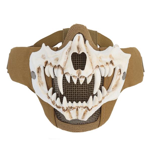 【関連検索ワード】 ハーフフェイス ハーフ マスク ウォースポート サバゲー サバイバルゲーム 保護 防弾 メッシュ 通気性 ゴーグル ヘルメット ヘッドセット 牙 タン#####インパクトの大きいスカルと獣の鋭い牙が個性的なハーフフェイス...