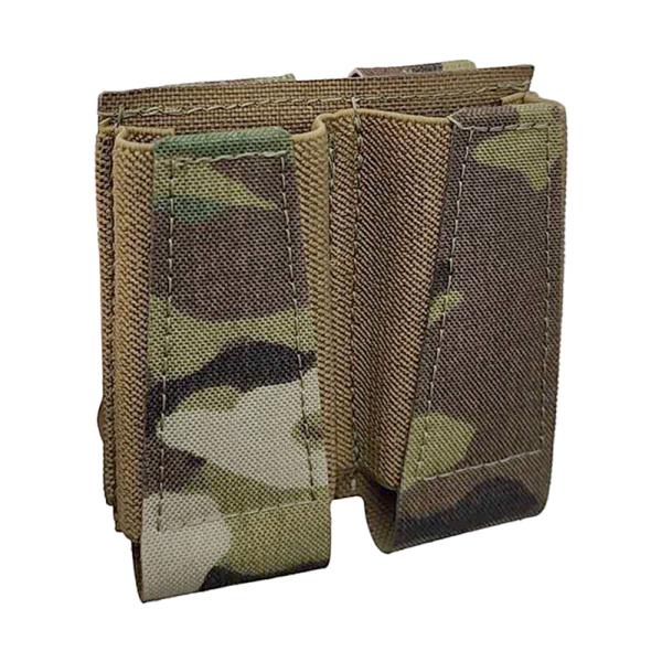 高いアクセス性と保持力を兼ね備えた、9mm系ピストルマガジン対応の2連ポーチです。シンプルで実戦的なGBRSスタイルを踏襲し、エラスティックテンション構造によりフラップ不要でスムーズなマガジン操作を実現。MOLLEベースのベストやベルトにし...