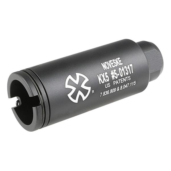 【関連検索ワード】 Kublai ノベスケ ノベスキー ファイアーピック マズルブレーキ コンペンセイター AR-15 M4 AK#####様々な銃身長において高い消炎効果を発揮する、Noveske KX5スタイルフラッシュハイダーです。N...