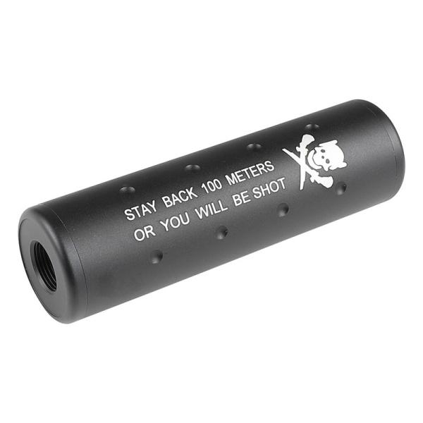 【関連検索ワード】 Kublai サプレッサー CCW 骸骨 ディンプル Dimpled アルミ#####スカルがあしらわれたダミーサイレンサー(14mm逆ネジ)です。スカルの下には「STAY BACK 100 METERS OR YOU ...